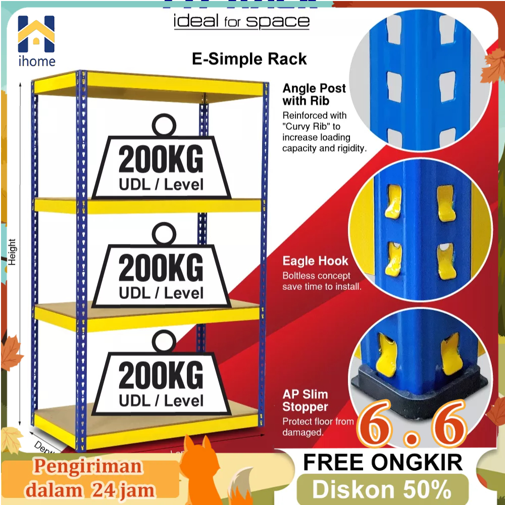 Jual IH Rak Besi Siku Rak Besi 12045180CM Rak Gudang Rak Warung Rak ...