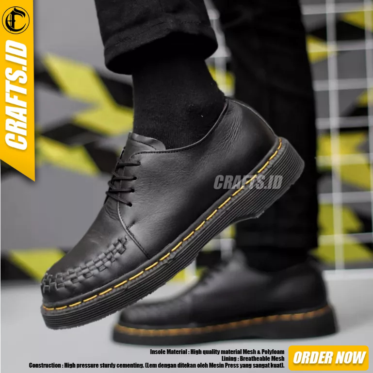 Jual Sepatu Formal Pantofel Kulit Tali Hitam Kerja Docmart Pria Crafts ...
