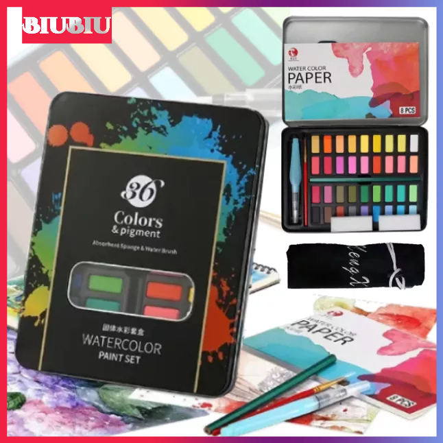 Jual 36 Set Solid Watercolor Set Cat Air Lukis Warna Paint Set 36 ...