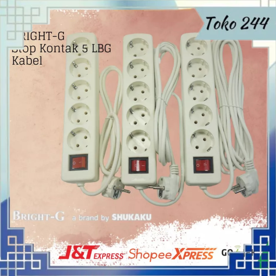 Jual Bright-G Stop Kontak 5 Lubang Saklar plus Kabel - Stop Kontak SNI ...
