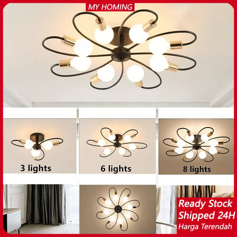 Jual 【Harga Minimum】COD Lampu Plafon 3/6/8 Led E27 Industrial Bahan ...