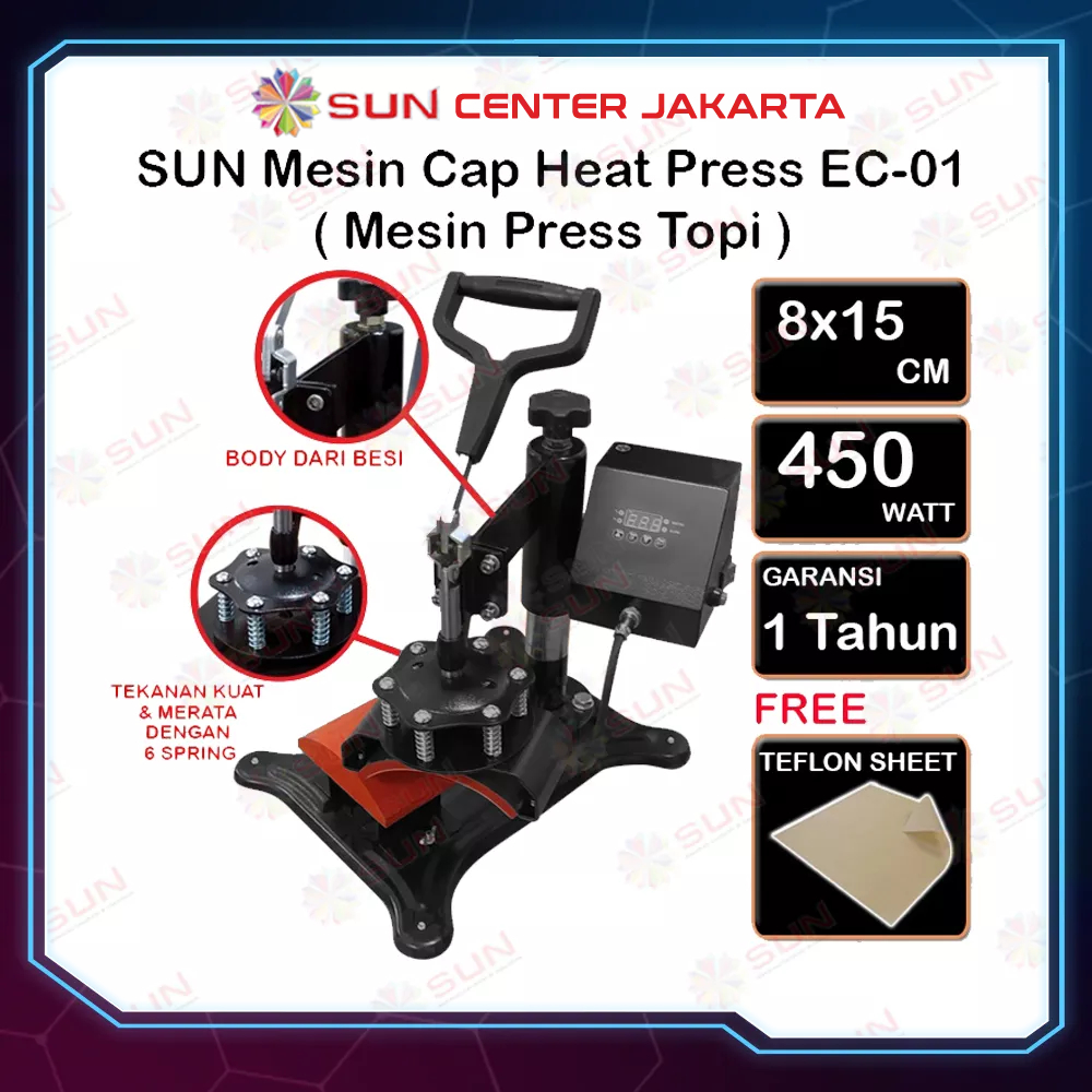 Jual Mesin Press Topi Premium - SUN Cap Heat Press Machine EC-01 / EC ...