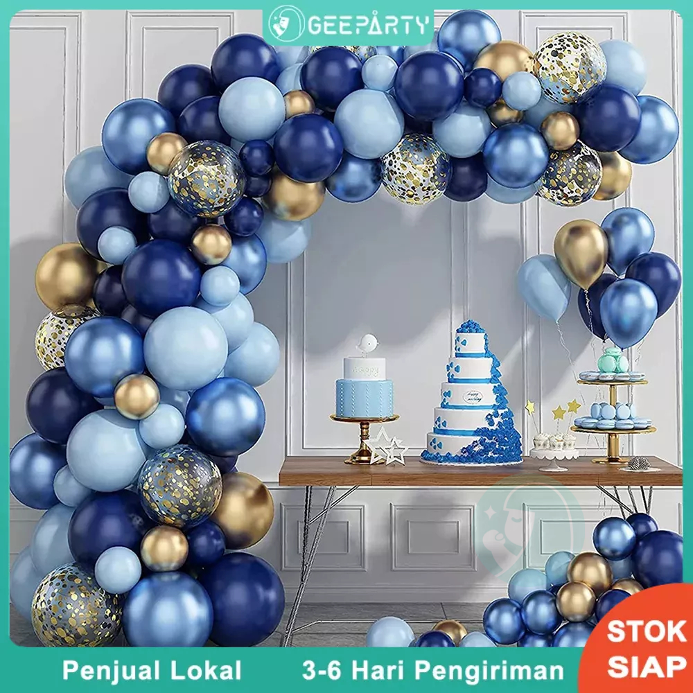 Jual 112 pcs Emas Biru Angkatan Laut Balon Garland Arch untuk Pesta ...