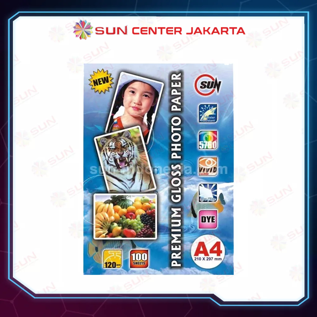 Jual Kertas Foto SUN Premium Gloss Photo Glossy Paper 120 Gram A4 / F4 ...