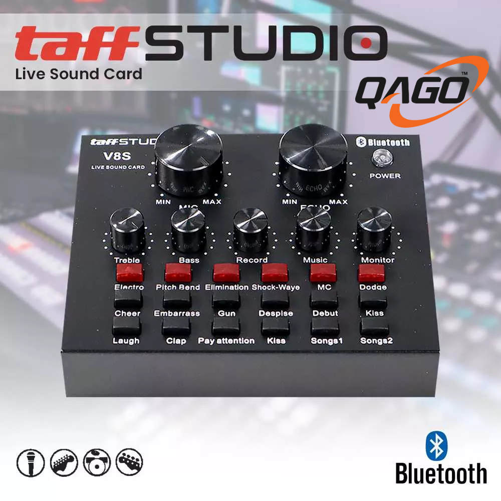 Jual TaffSTUDIO Bluetooth Audio USB External Soundcard Live Broadcast Mic - V8S | Shopee Indonesia