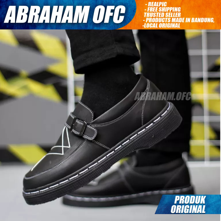 Jual ABRAHAM Sepatu Pantofel Loafers Docmart Formal Casual Kerja Hitam ...