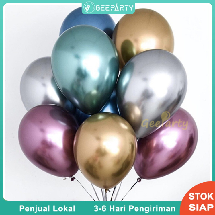 Jual 10 pcs 12 inci Metallic Chrome Lateks Balon Helium Globos ...