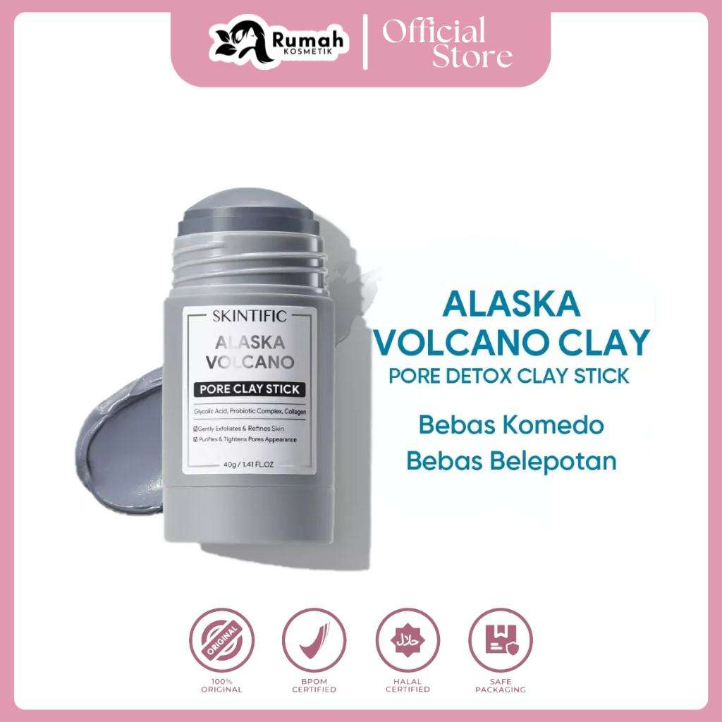 Jual SKINTIFIC Alaska Volcano Pore Detox Clay Stick Masker Komedo 40g ...