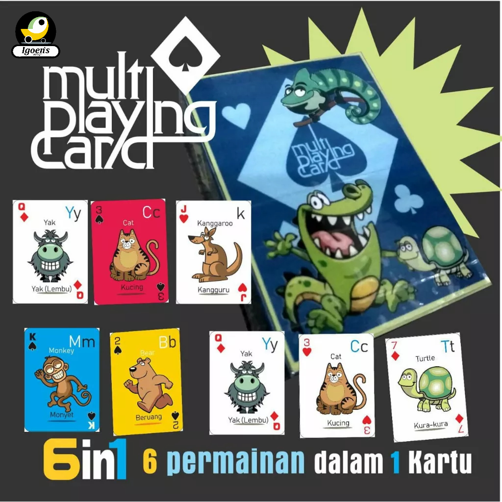 Jual PDF-MULTI PLAYING CARD BILINGUAL TEMA ALFABET NAMA HEWAN LUCU ...