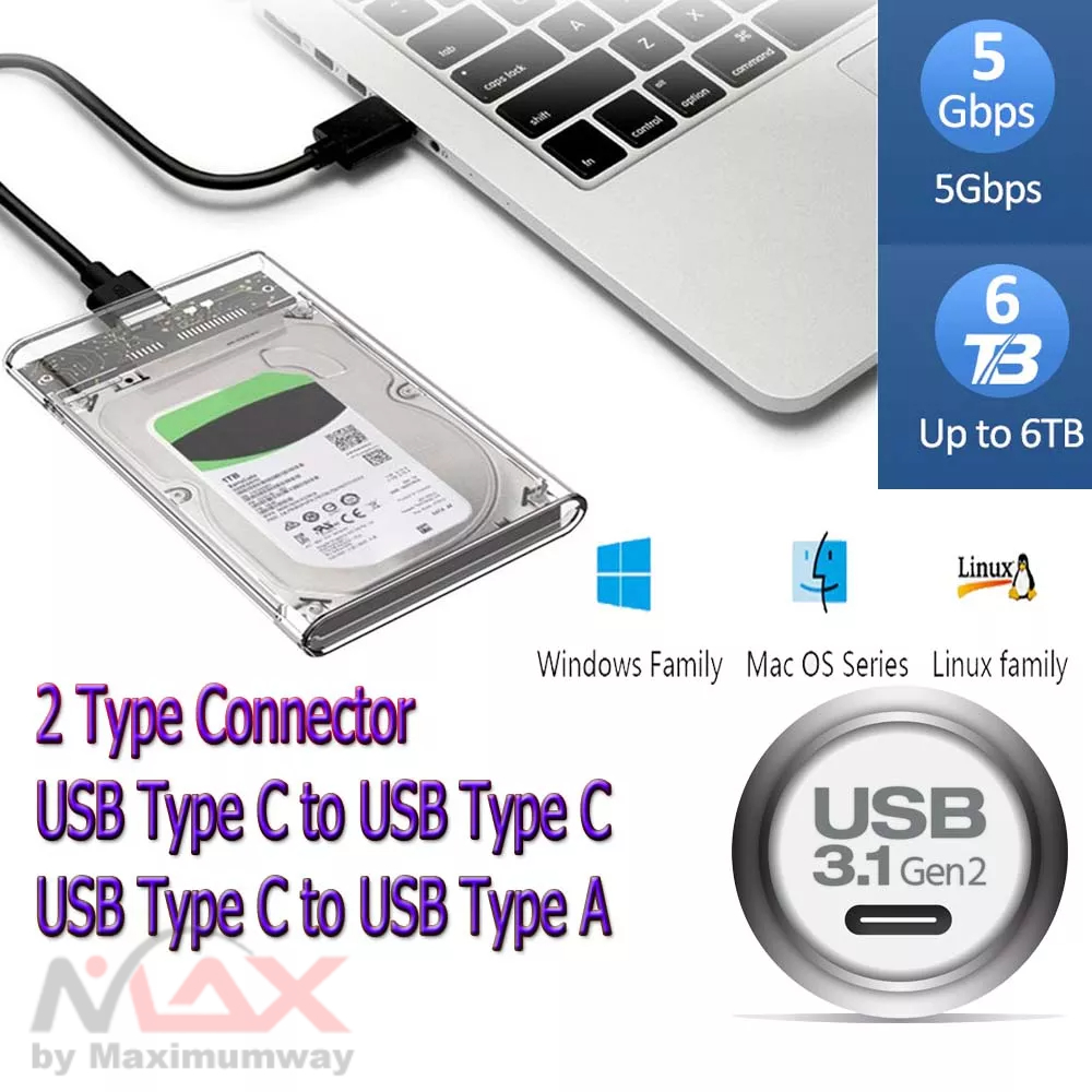 Jual WTZ Hardisk 2.5 Inch external Enclosure SATA USB Type-C Compatible Windows & MAC USB 3.1 ...