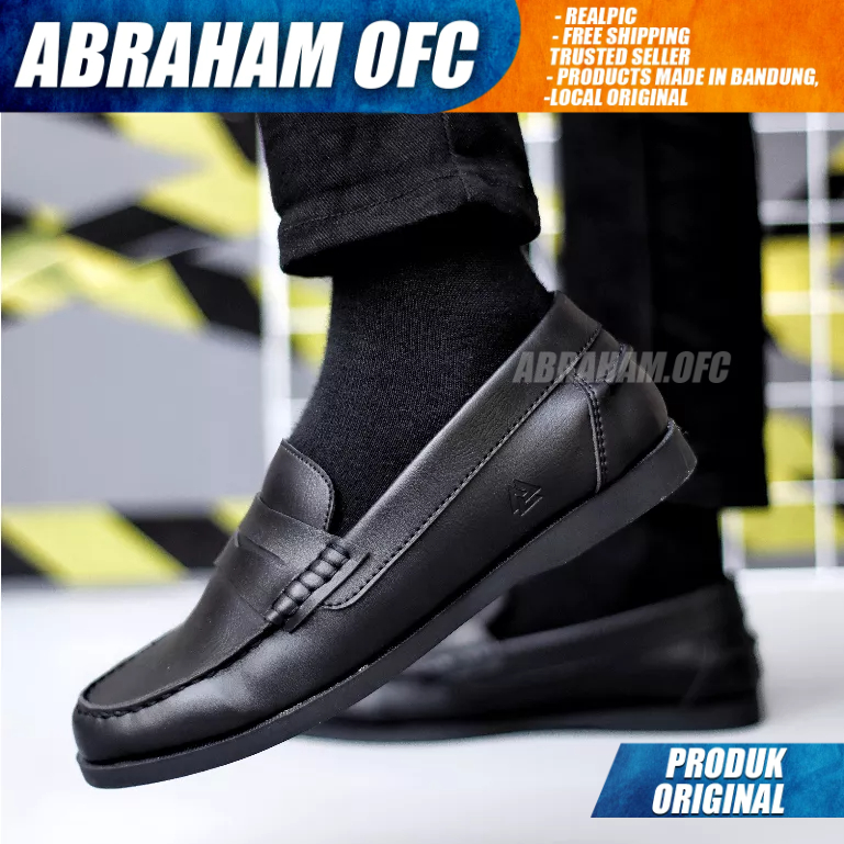 Jual ABRAHAM Sepatu Loafers Formal Slop Casual Kerja Hitam Pria ...