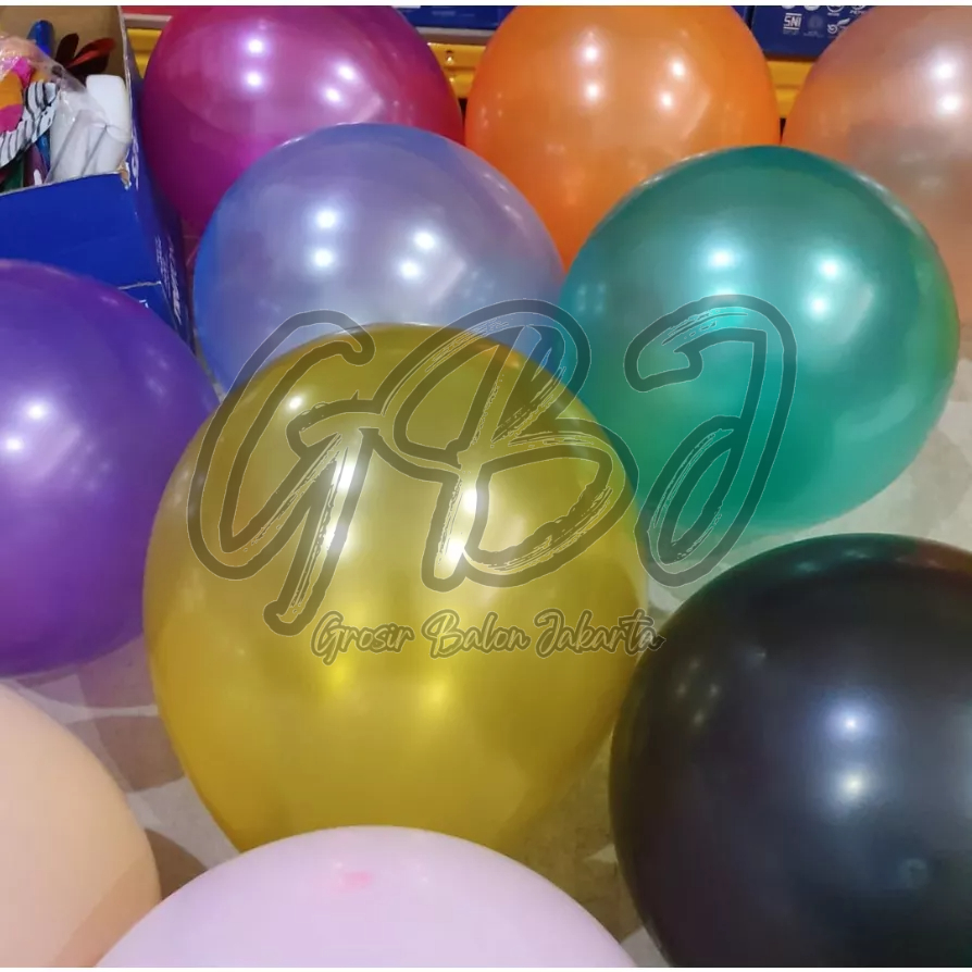 Jual (SATUAN) Balon METALIK Latex Mengkilap Warna Warni - 12 inch ...