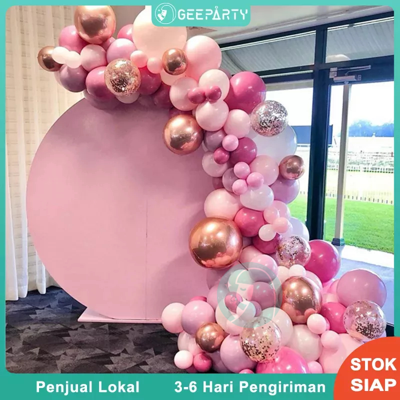 Jual 112 Pcs Mawar Emas Merah Muda Confetti Chrome Logam Balon Latex ...