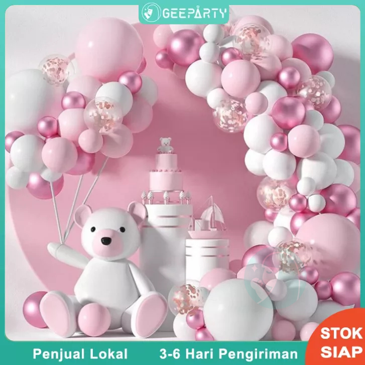 Jual 106pcs Merah Muda Balon Garland Kit untuk Pesta Ulang Tahun Gadis ...