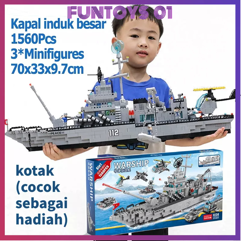 Jual 1560Pcs Mainan Bricks kapal induk besar Edukasi Mainan anak Laki Laki Mainan Blaok Susun ...
