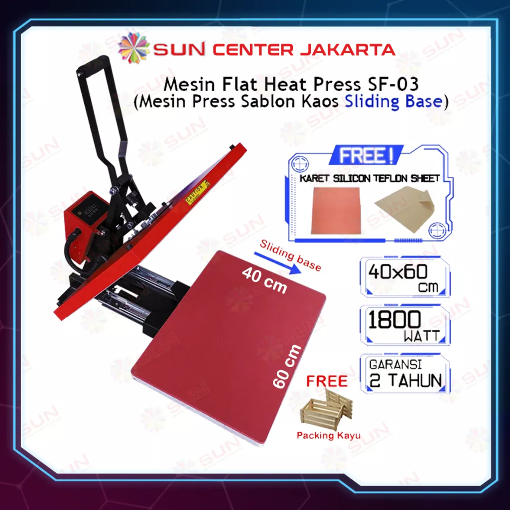 Jual Mesin Press Sablon Kaos SF-03 40x60 Sliding Digital Premium untuk ...