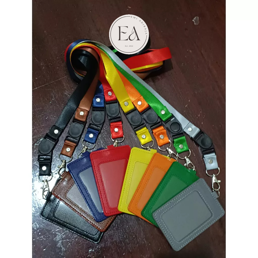 Jual Frame / Casing ID Card Holder Kulit Sintetis 2 Sisi Dengan Tali ...