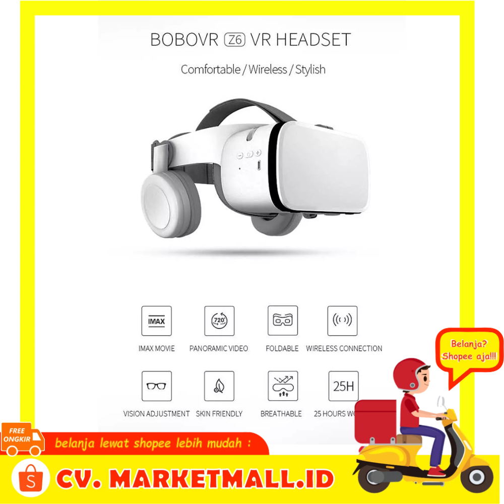 Jual Market Mall - Kacamata VR Box 3D dengan Headphone Lensa Optik HD ...