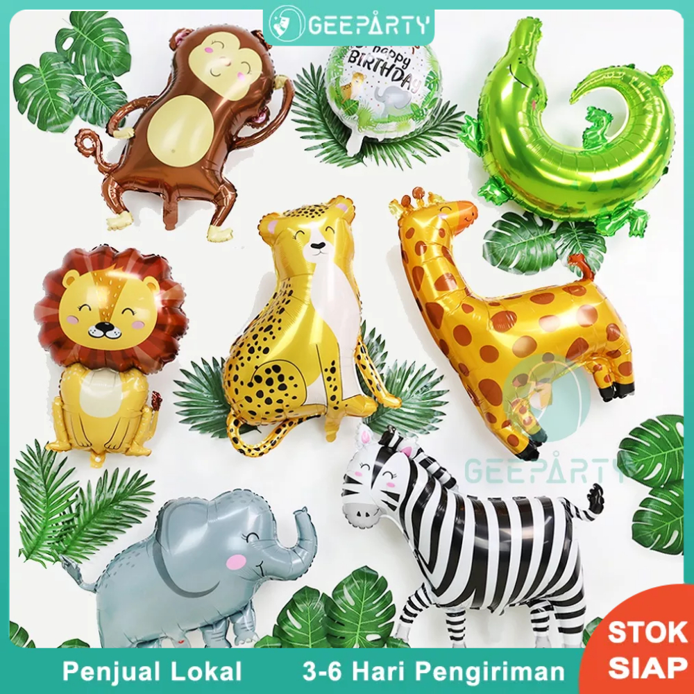 Jual Besar Balon Foil Hewan Kartun Lucu Jerapah Gajah Monyet Balon ...