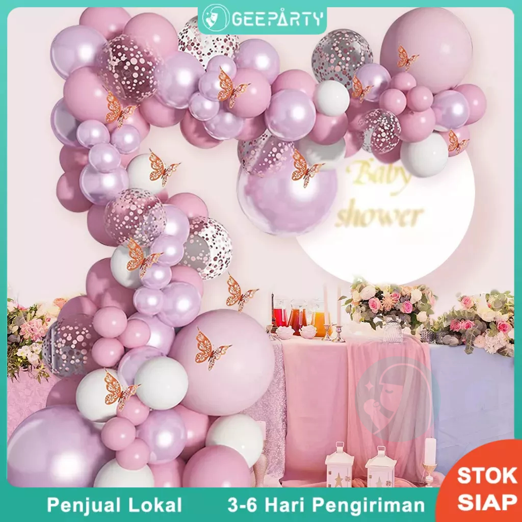 Jual 108pcs Ungu Merah Kupu-kupu Balon Latek Arch Garland Kit Untuk ...
