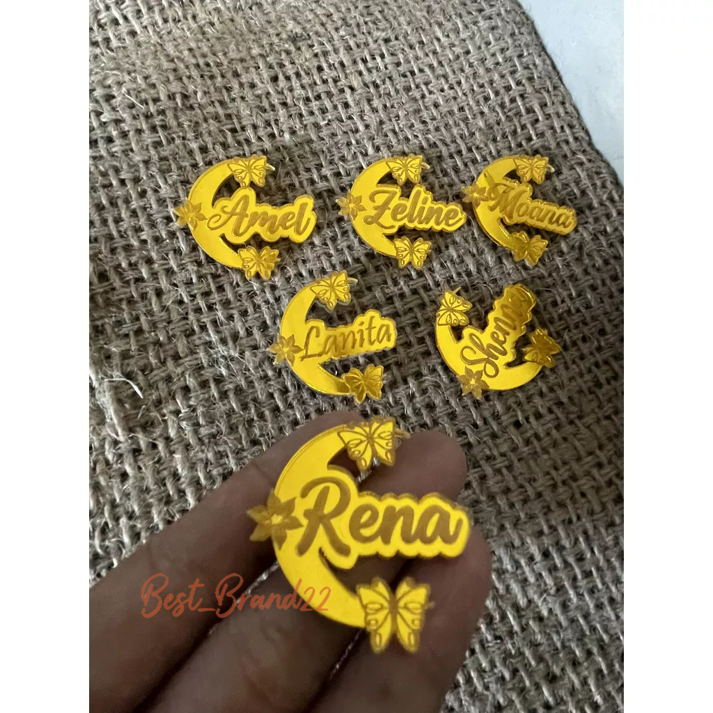 Jual (L) BROSS NAMA AKRILIK MODEL SABIT / PIN HIJAB/ BISA CUSTOM NAMA ...