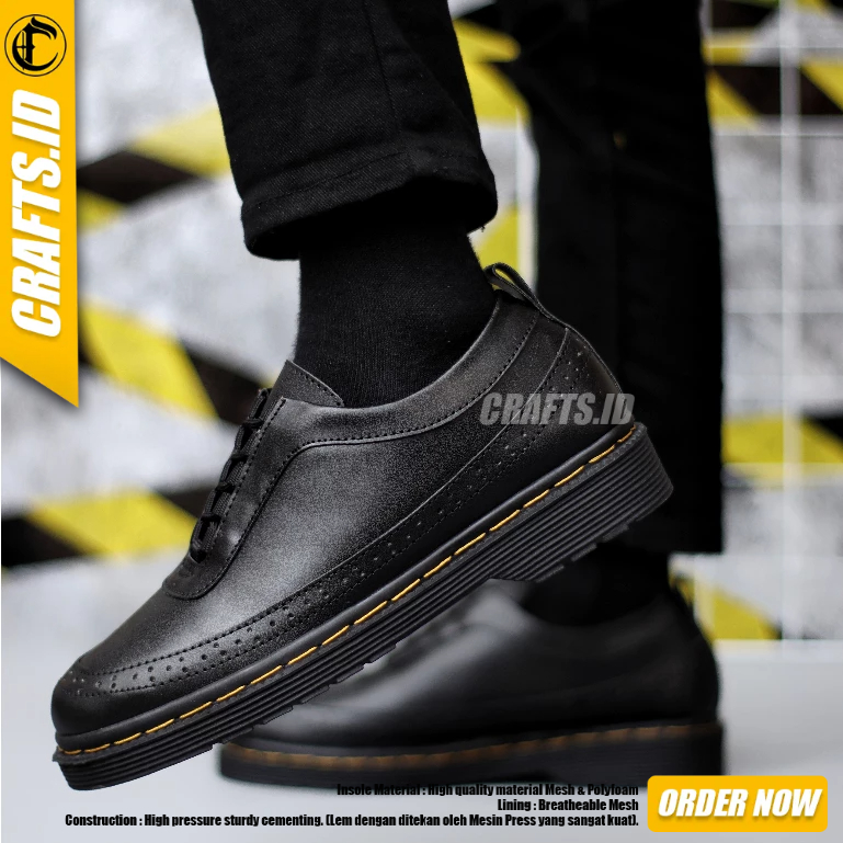 Jual Sepatu Formal Pantofel Docmart Boots Kerja Pria Hitam Crafts ...