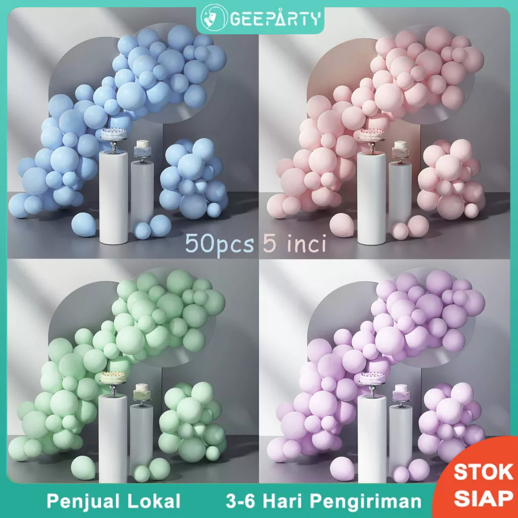 Jual 50 Pcs 5 Inci Macaron Lateks Bulat Balon Pastel Permen Helium ...