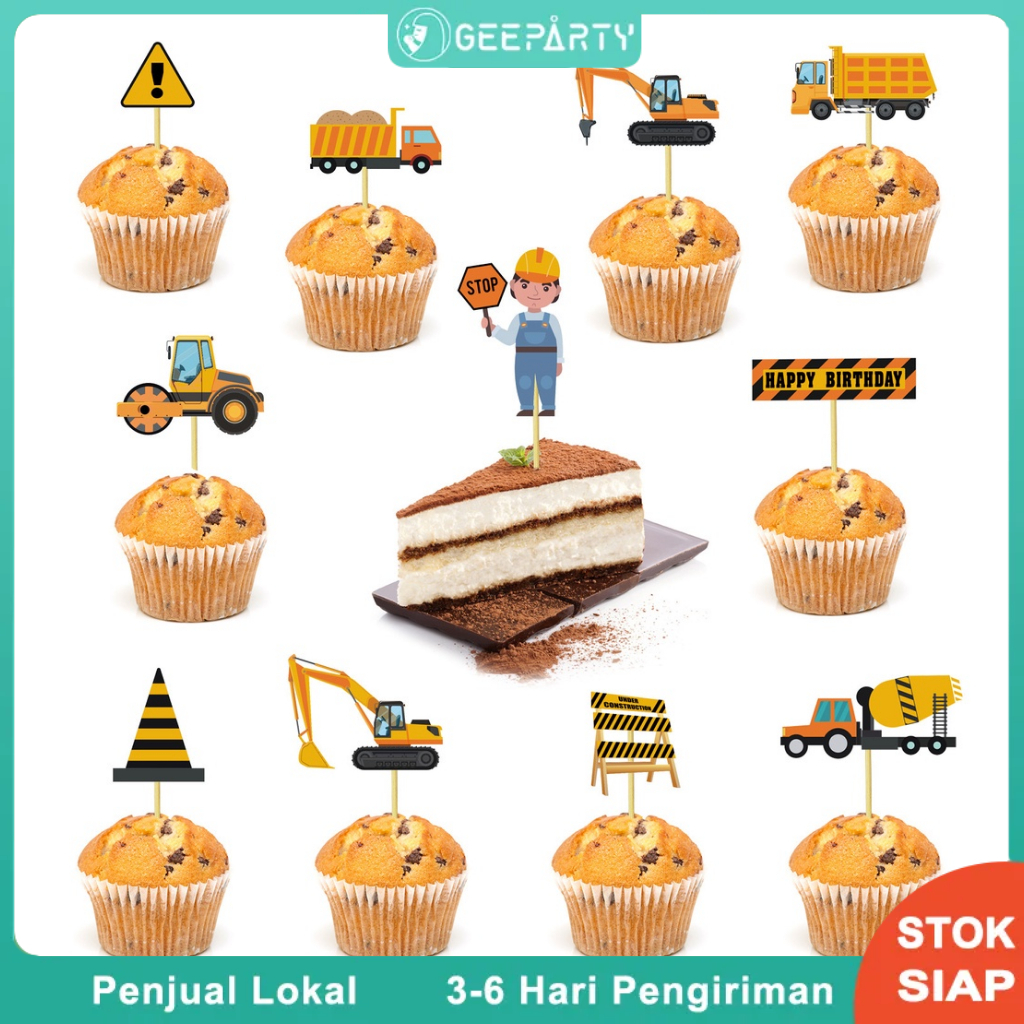 Jual Konstruksi Tema Ulang Tahun Cupcake Topper Bendera untuk Dekorasi ...