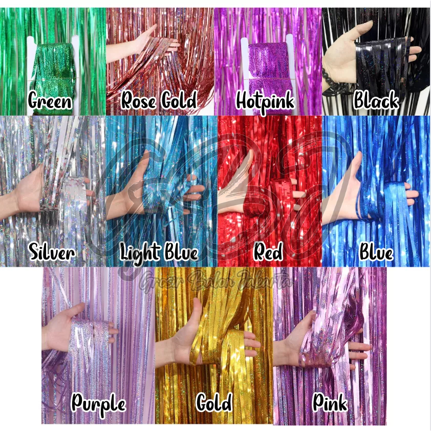 Jual TIRAI FOIL GLITTER Ulang Tahun / Rumbai / Backdrop / Banner (1*2m ...
