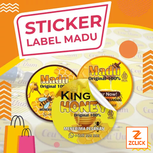 Jual STIKER LABEL/STIKER BOTOL MADU/STICKER MADU/STICKER LABEL/CETAK ...