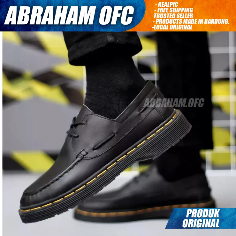 Jual Sepatu Pantofel Formal Kulit Asli Docmart Low Boots Kerja Hitam ...