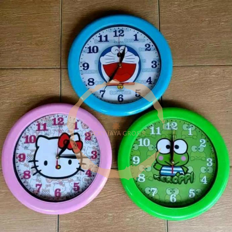 Jual Jam dinding ogana / jam dinding karakter / doraemon, hello kitiy, keropiy | Shopee Indonesia
