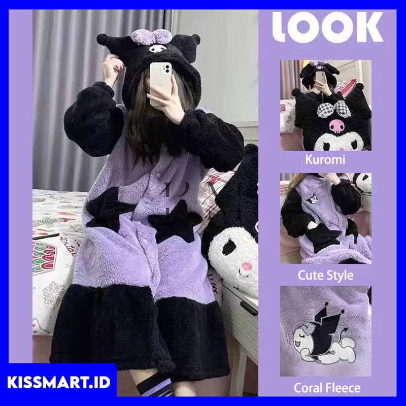 Jual KOSTUM PIYAMA KUROMI DASTER ONESIE DEWASA | Shopee Indonesia