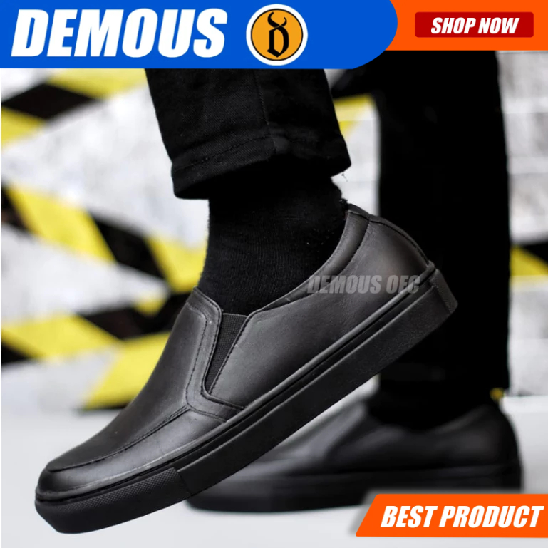 Jual DEMOUS MANJI - Sepatu Pantofel Kulit Asli Full Black Kerja Pria ...