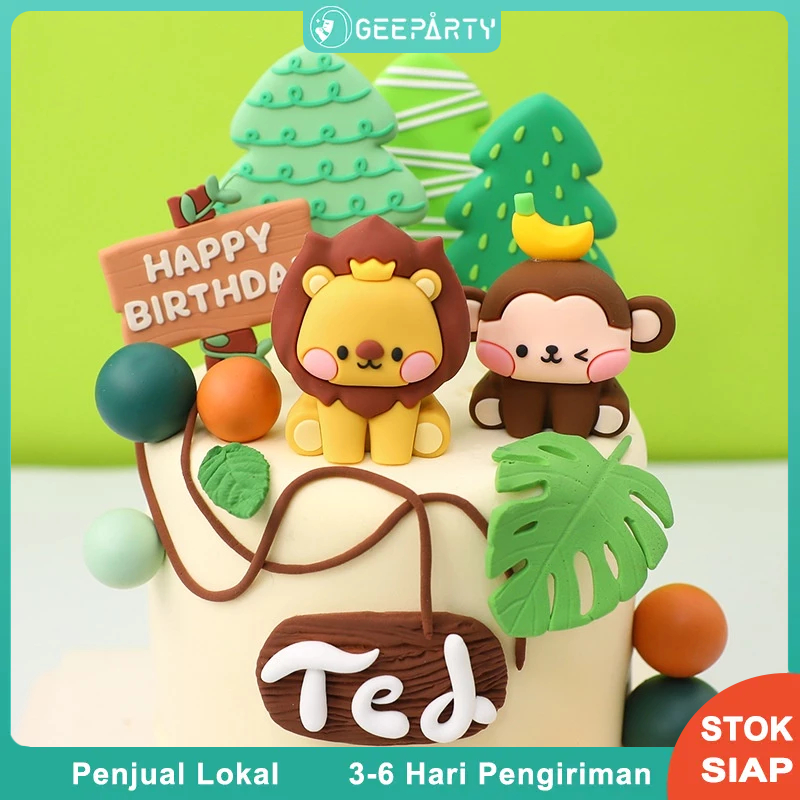 Jual Topper Kue Hewan Lucu 3D Baru Hutan Safari Singa Monyet Harimau ...