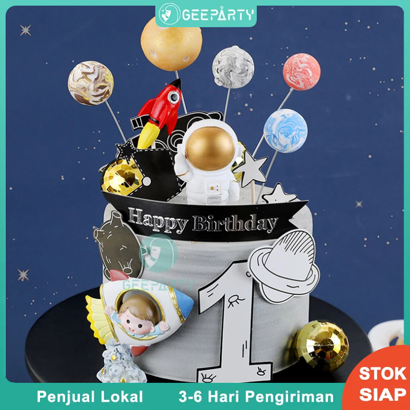 Jual Topper Kue Bulan Astronot Roket Planet Luar Angkasa Alam Semesta ...