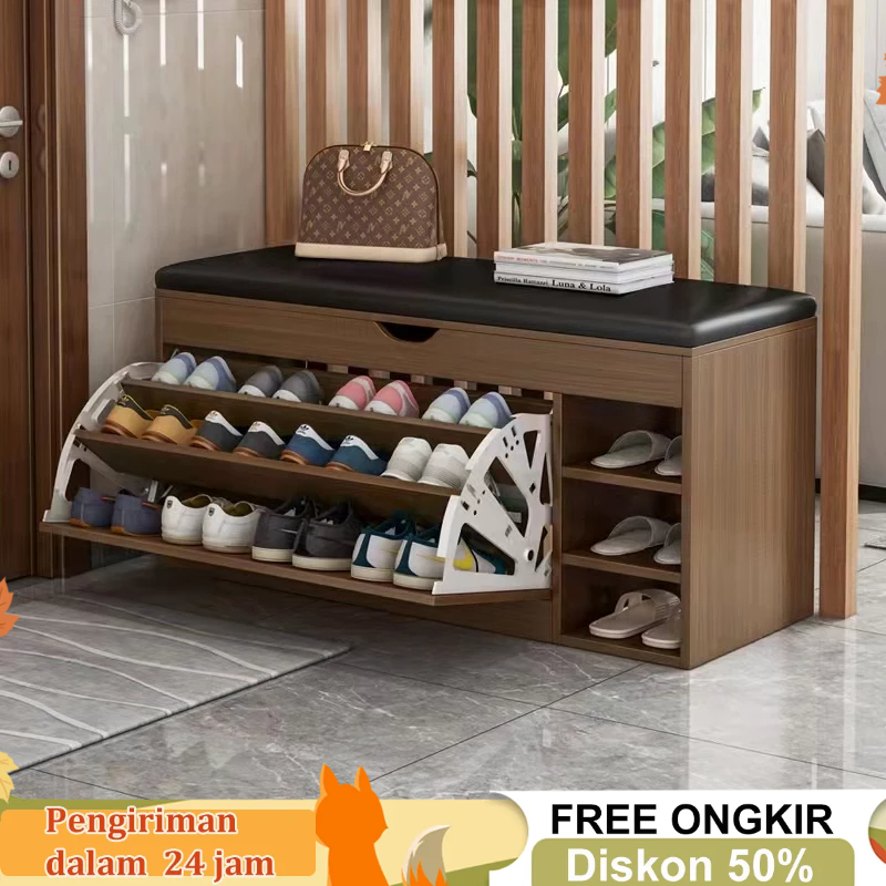 Jual IH Rak Sepatu Susun Puff Duduk 100CM Lemari Sepatu Kayu Minimalis ...