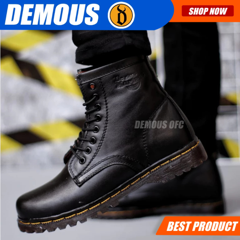 Jual DEMOUS Yamagishi - Sepatu Docmart Boots Kulit Hitam Pria | Shopee ...