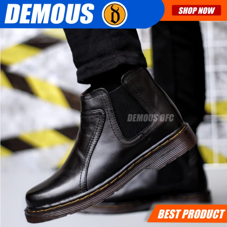 Jual DEMOUS - Sepatu Boots Docmart Kulit Asli Hitam Pria | Shopee Indonesia