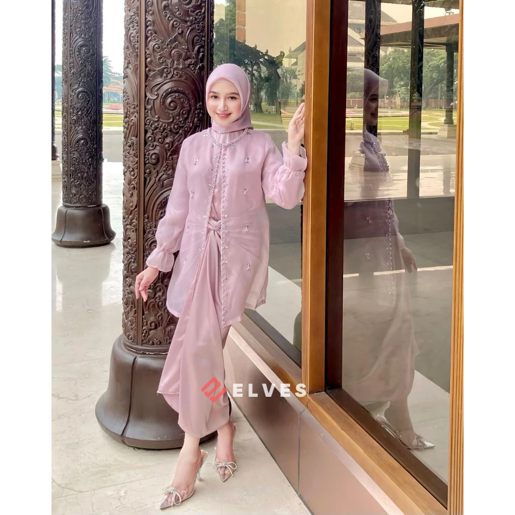 Jual One Set Wanita Kekinian Outer Organza Premium Setelan OOTD ...