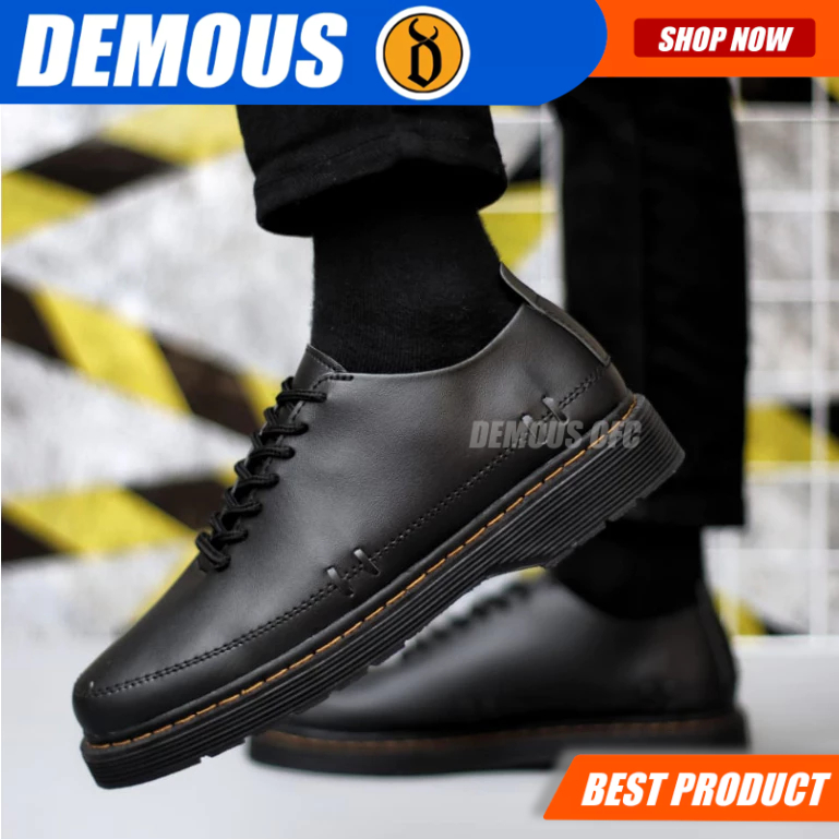 Jual DEMOUS Minato - Sepatu Docmart Low Boots Formal Kerja Hitam Pria ...