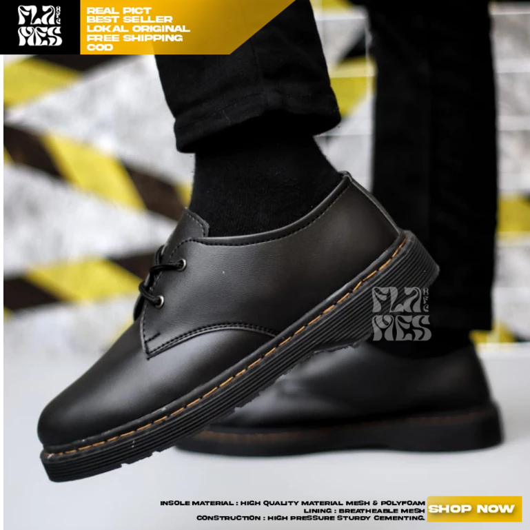 Jual FLAMES Sepatu Formal Docmart Pantofel Hitam Kerja Pria | Shopee ...