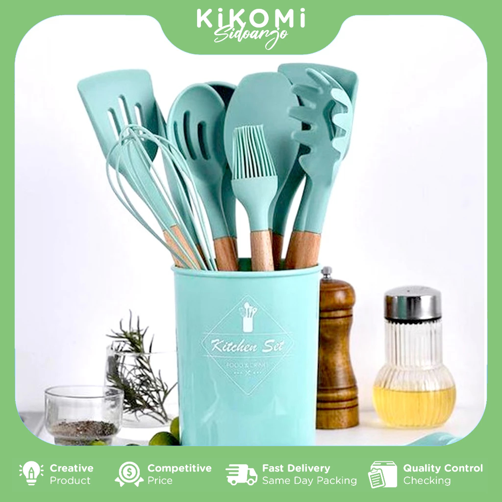 Jual ORIGINAL-SPATULA SUTIL SILICONE KITCHEN SET 11PCS KM | Shopee ...