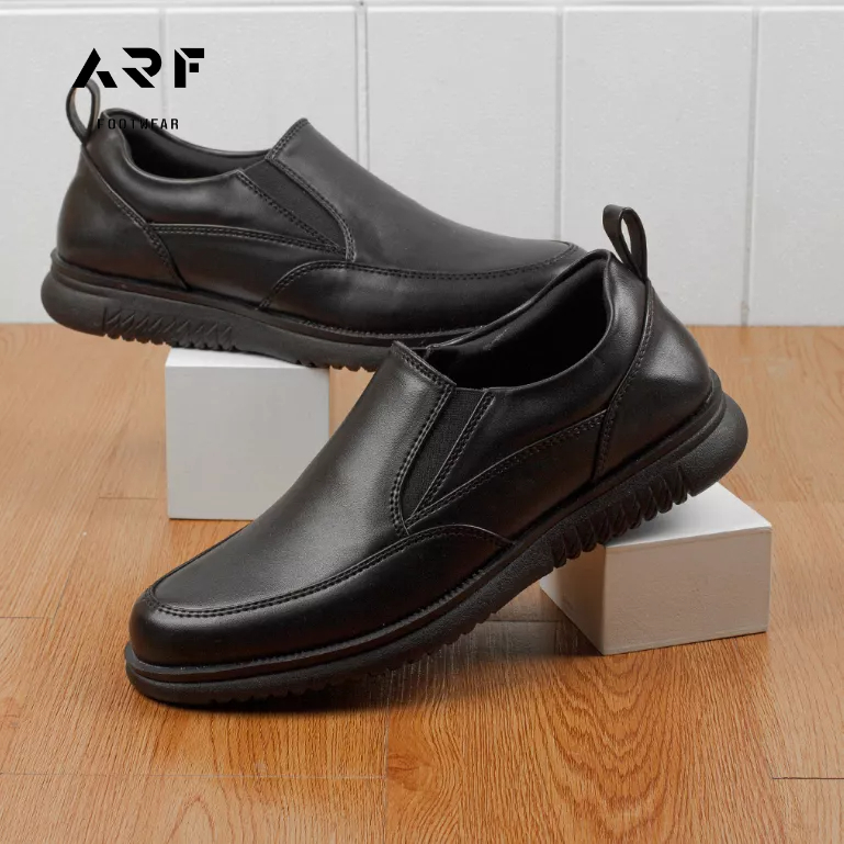 Jual ARF Smith Black Sepatu Slip On Loafers Formal Kulit Pantofel Hitam ...