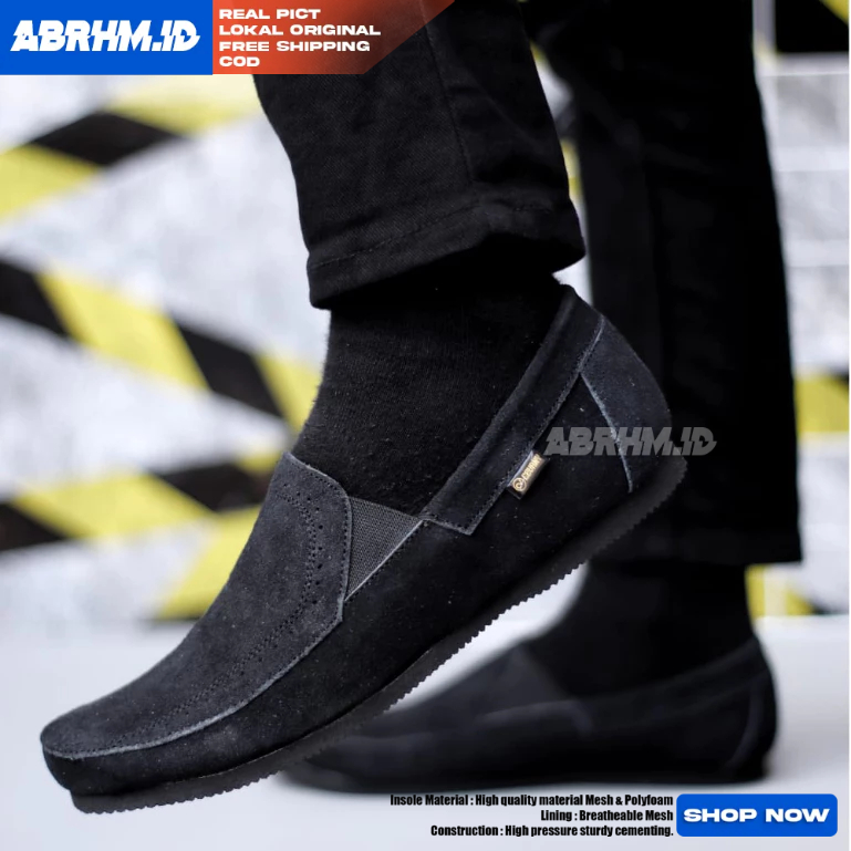 Jual ABRHM Sepatu Loafers Kulit Asli Hitam Casual Slop Pria | Shopee ...