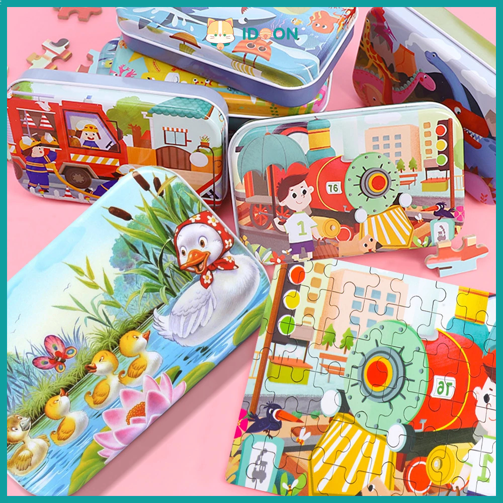Jual IDOON Puzzle Kayu 60pcs Kotak Besi Mainan Edukasi Jigsaw Puzzle ...