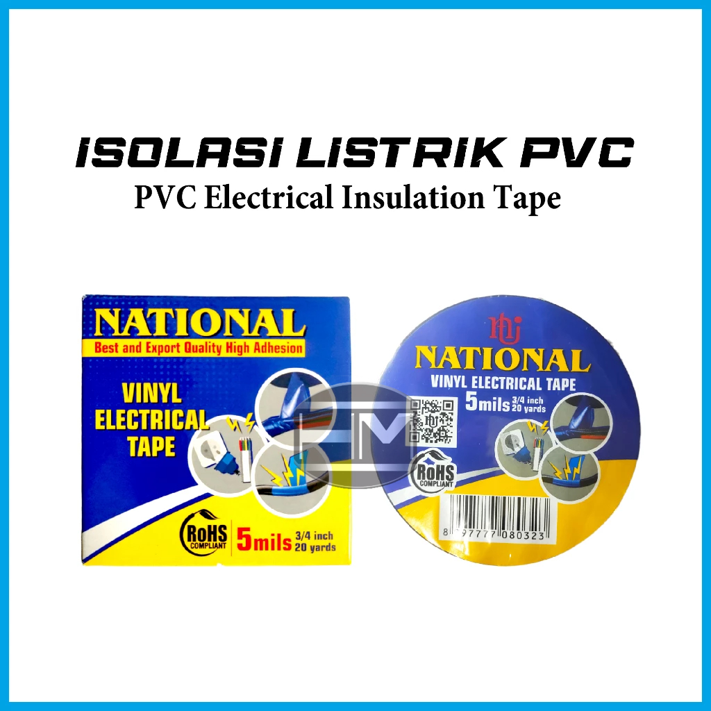 Jual NATIONAL Isolasi Hitam Kabel Listrik Hitam PVC Electrical Tape ...