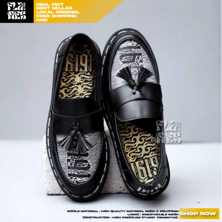 Jual FLAMES Sepatu Docmart Loafers Pria Hitam Casual Formal Pantofel ...