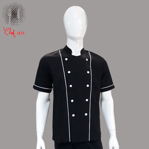 Jual Chef Wear PANAMA Baju Koki SS Hitam (piping putih) S - XXL ...