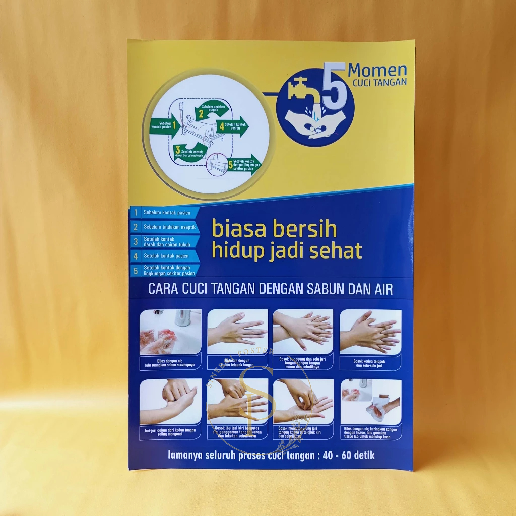 Jual Poster Cuci Tangan | Poster 5 Momen Cuci Tangan dengan Sabun dan ...